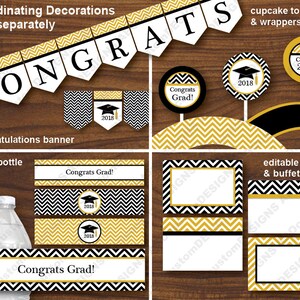 Printable Black and Gold Chevron Wall Signs, Editable Party Signs in ...