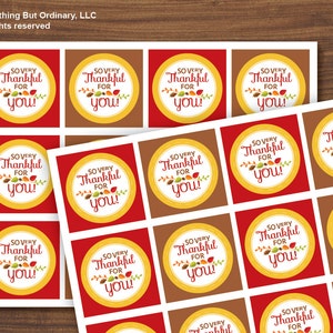 Thankful for You Circle Labels, DIY Thanksgiving Gift Tags, INSTANT ...