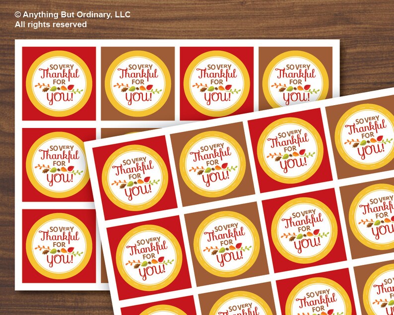 Thankful for You Circle Labels DIY Thanksgiving Gift Tags | Etsy