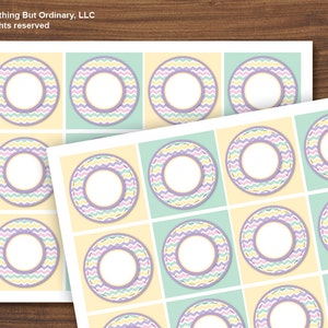 Custom Easter Tags/editable Pastel Chevron Circle Tags in Lavender ...