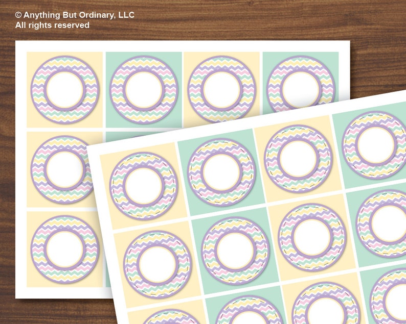 Custom Easter Tags/editable Pastel Chevron Circle Tags in | Etsy