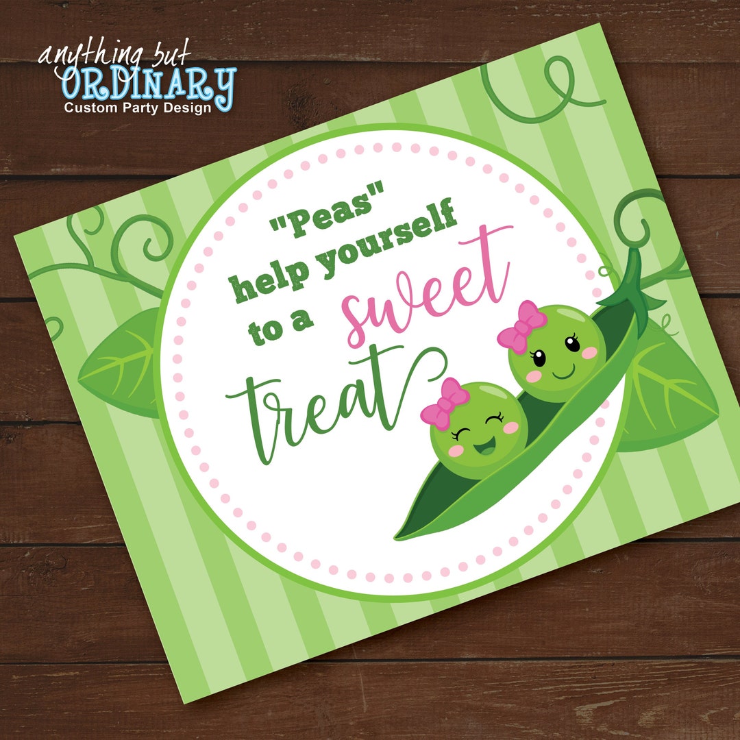 Twin Girls Sweet Peas Treat Sign | Printable 2 Peas in a Pod Dessert ...