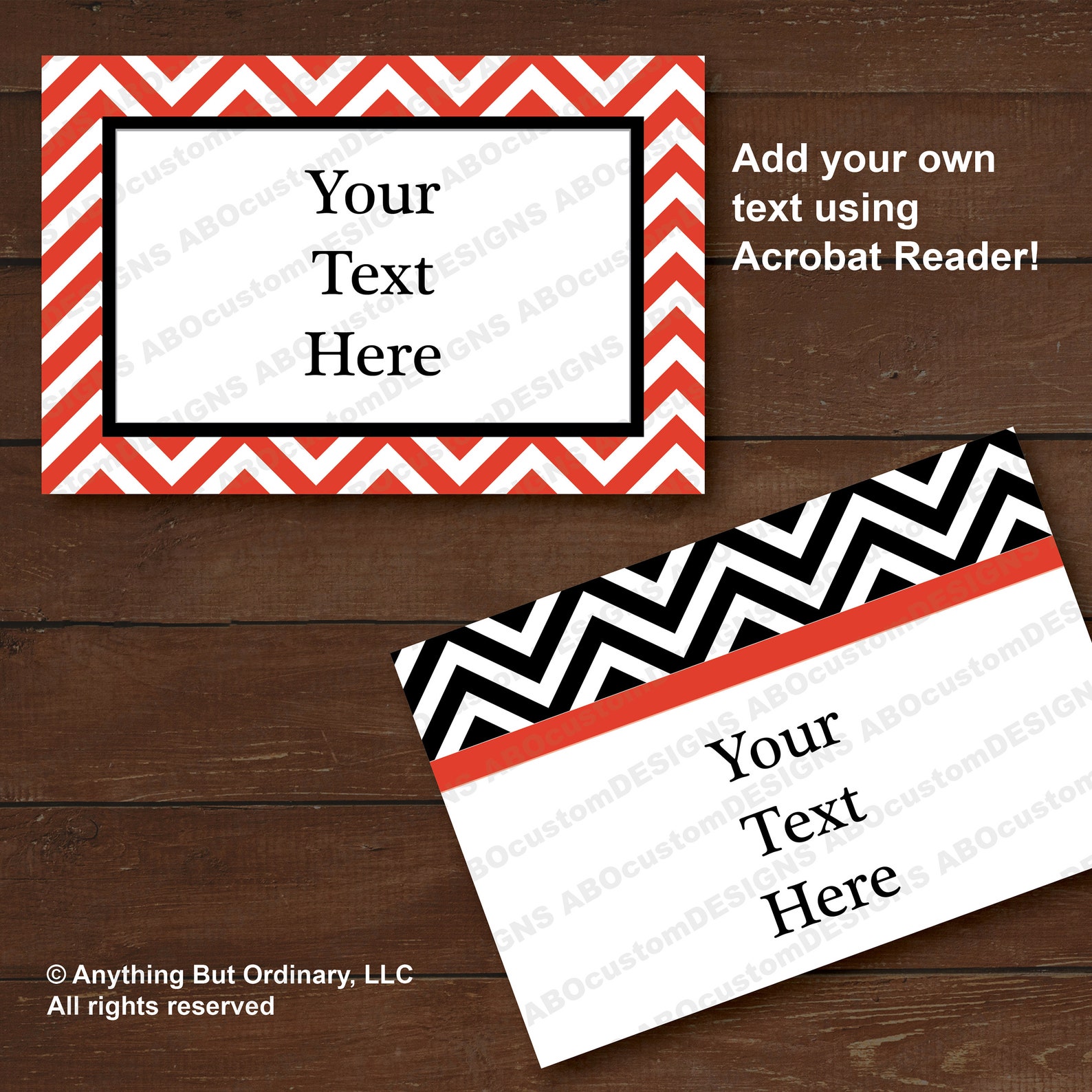 Printable Red and Black Label Cards Editable Chevron Favor - Etsy