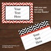 Printable Red and Black Label Cards Editable Chevron Favor Tags INSTANT ...
