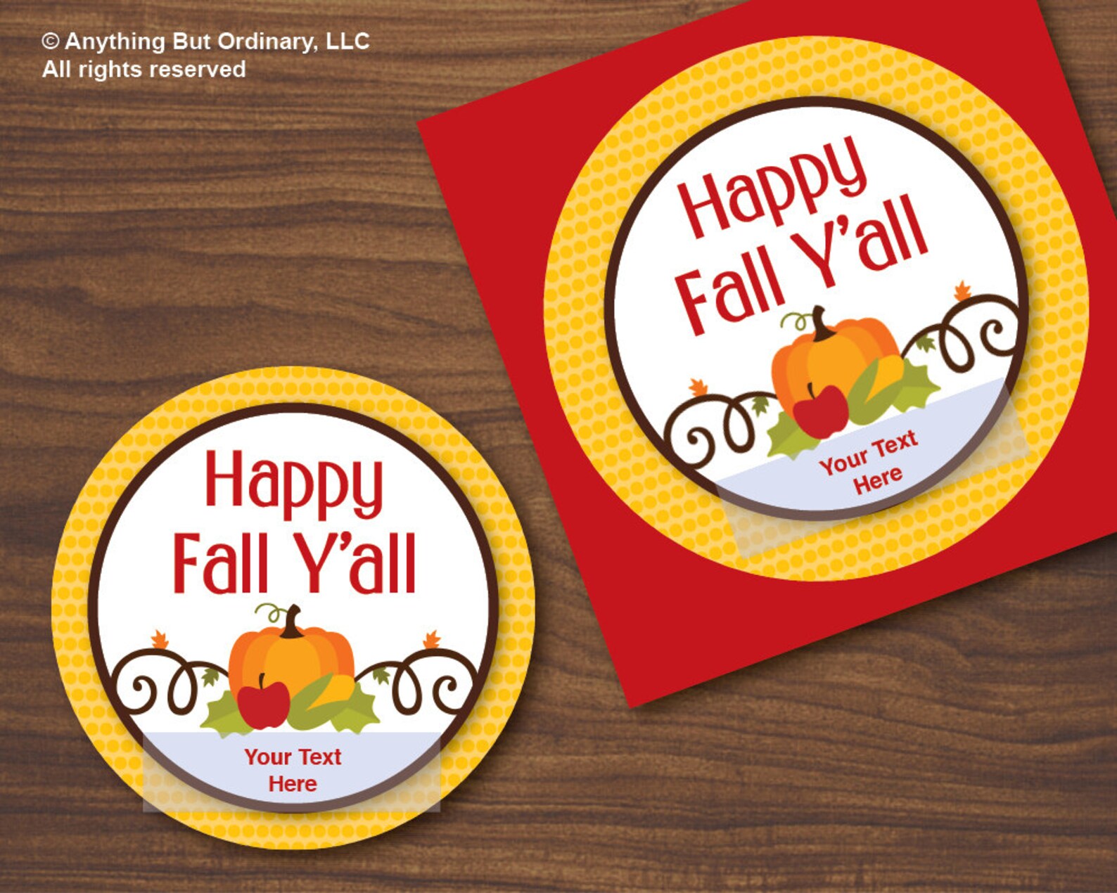 Happy Fall Y'all Gift Tags, DIY Editable Fall Circle Labels, INSTANT ...