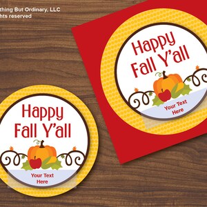 Happy Fall Y'all Gift Tags, DIY Editable Fall Circle Labels, INSTANT ...