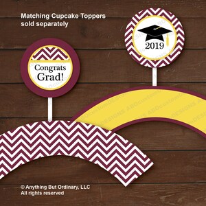 Chevron Maroon and Yellow Party Cupcake Wrappers, Printable Cupcake ...
