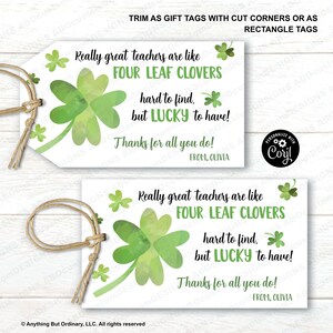 EDITABLE Four Leaf Clover Tags | Printable Lucky Clover Favor Tags ...