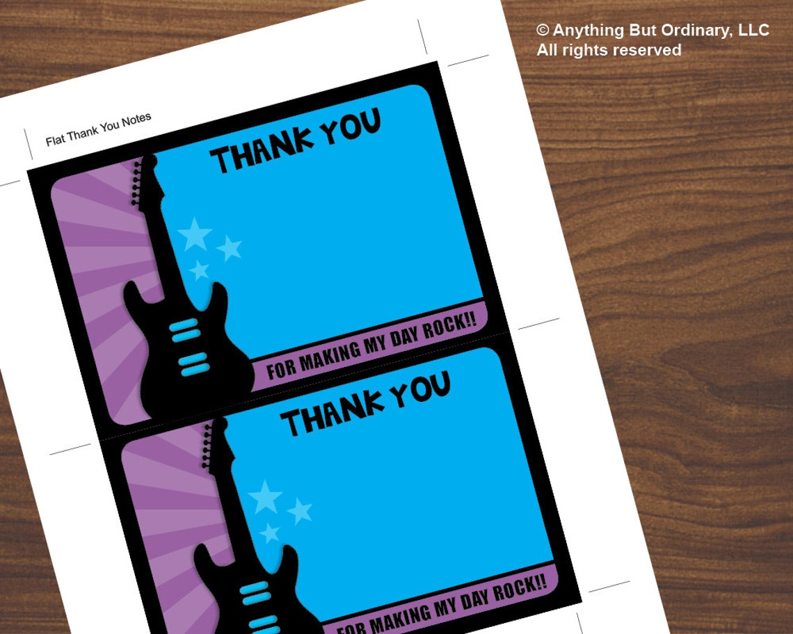 Rockstar Thank You Card Flat Card EDITABLE Thank You Note - Etsy