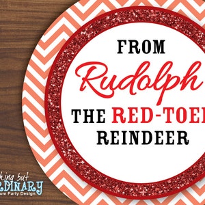 Rudolph the Red-toed Reindeer Gift Tags, DIY Editable Christmas Circle ...