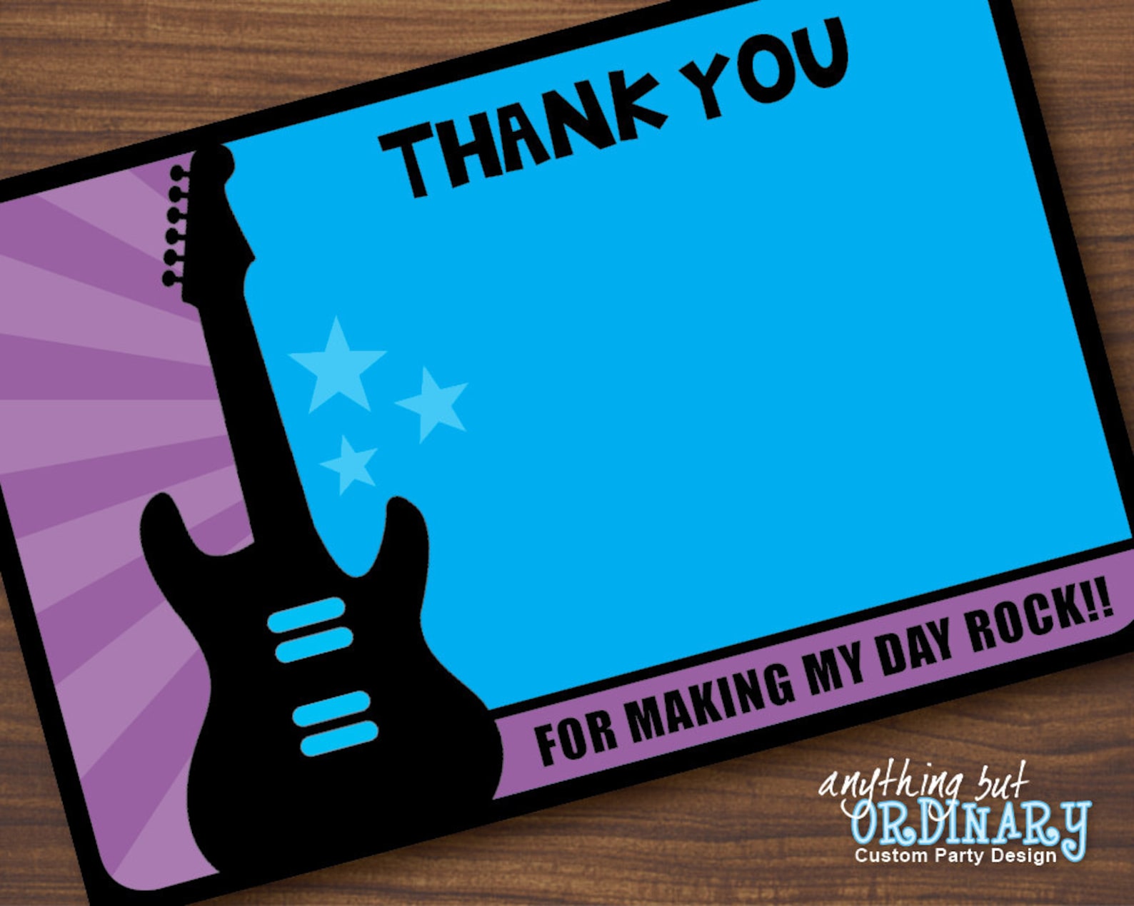 Rockstar Thank You Card Flat Card EDITABLE Thank You Note - Etsy