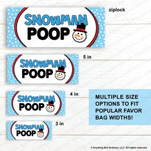 EDITABLE Snowman Poop Bag Topper | Christmas Novelty Treat Bag Labels ...