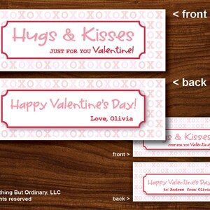 Valentine Bag Toppers, Hugs and Kisses, DIY Treat Bag Editable Labels ...