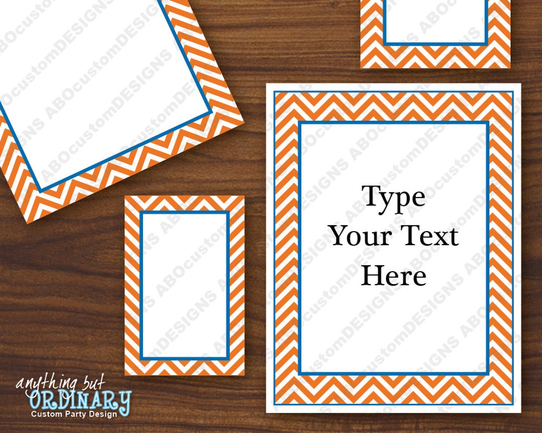 Editable Party Signs Printable Chevron Wall Signs in Orange - Etsy