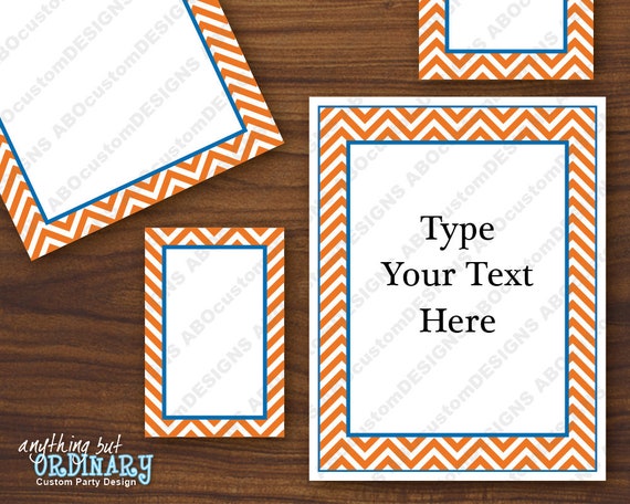 Editable Party Signs Printable Chevron Wall Signs in Orange | Etsy