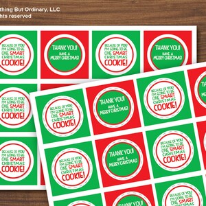 Smart Cookie Christmas Gift Tags, Teacher Gift, DIY Circle Labels for ...