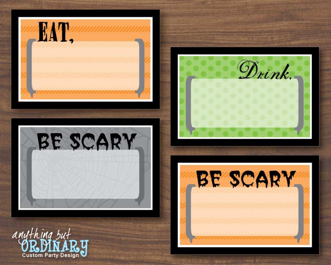 Editable Halloween Table Tents, DIY Dress Scary Collection Labels ...