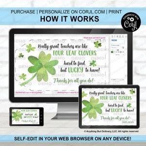 EDITABLE Four Leaf Clover Tags | Printable Lucky Clover Favor Tags ...