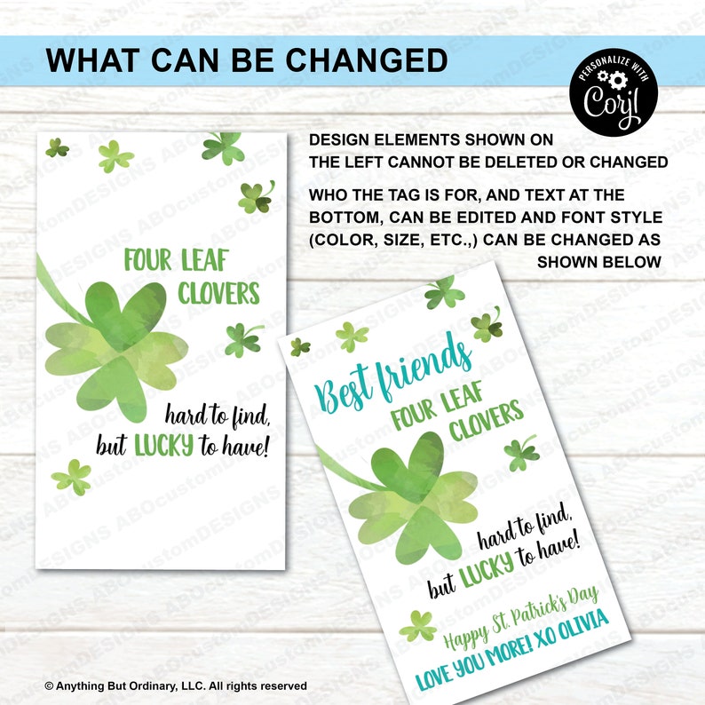 EDITABLE Four Leaf Clover Gift Tags | Printable St. Patrick's Day Favor ...