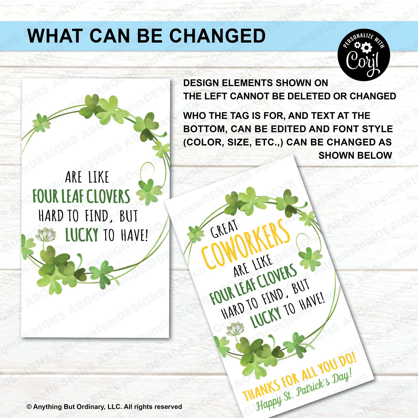 EDITABLE Lucky Clover Gift Tags | Printable St. Patrick's Day Favor ...
