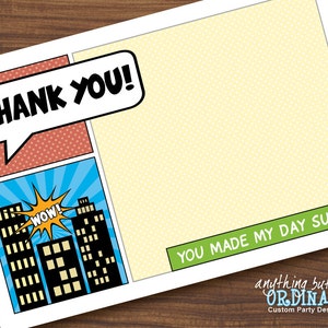 Superhero Thank You Card, Flat Card, EDITABLE Thankyou Note, INSTANT ...