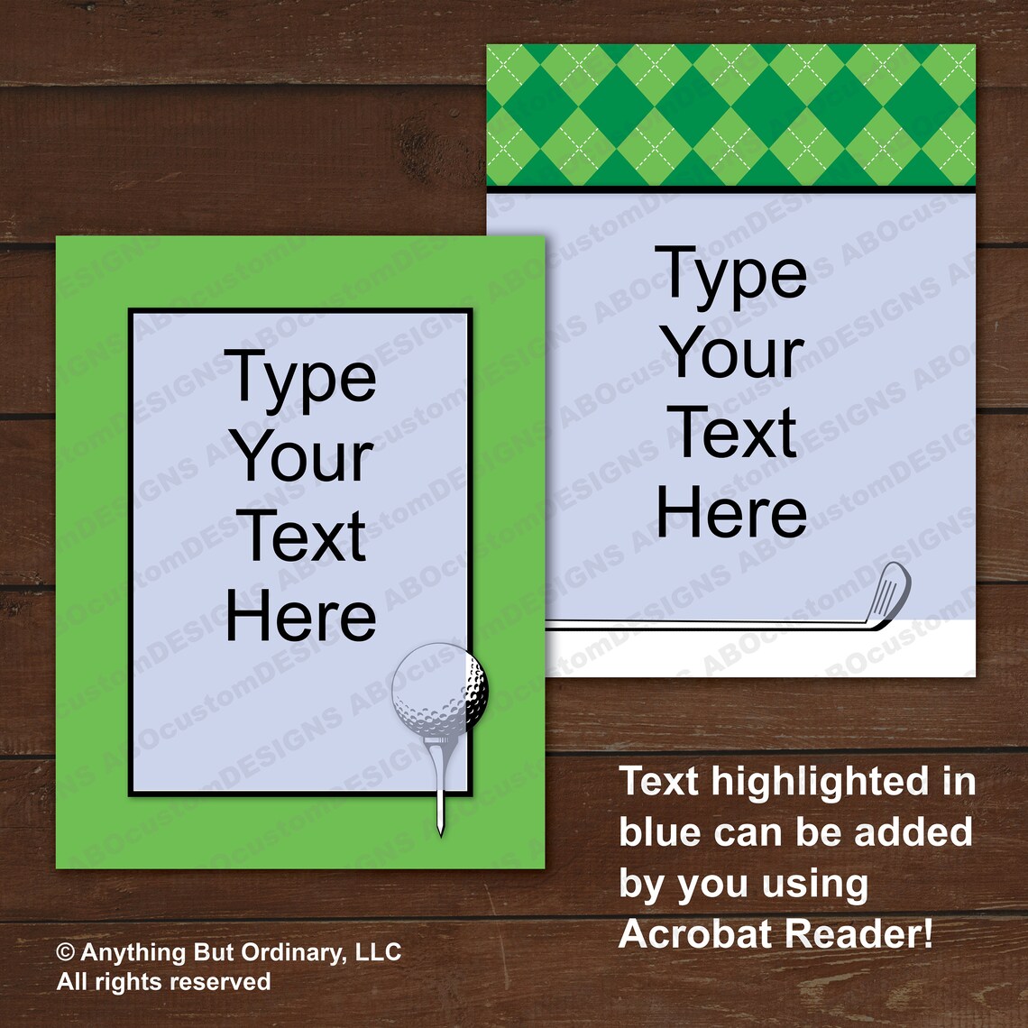 EDITABLE Golf Party Sign Templates | Printable Partee 8.5" X 11 ...
