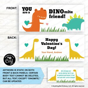 EDITBALE Dinomite Valentine Bag Toppers | Printable Dinosaur Treat Bag ...