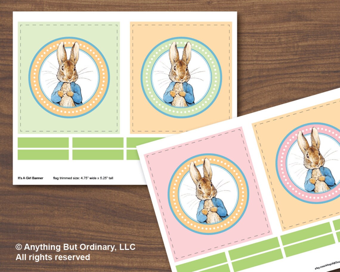 Peter Rabbit DIY Banner Welcome Baby in Orange INSTANT | Etsy