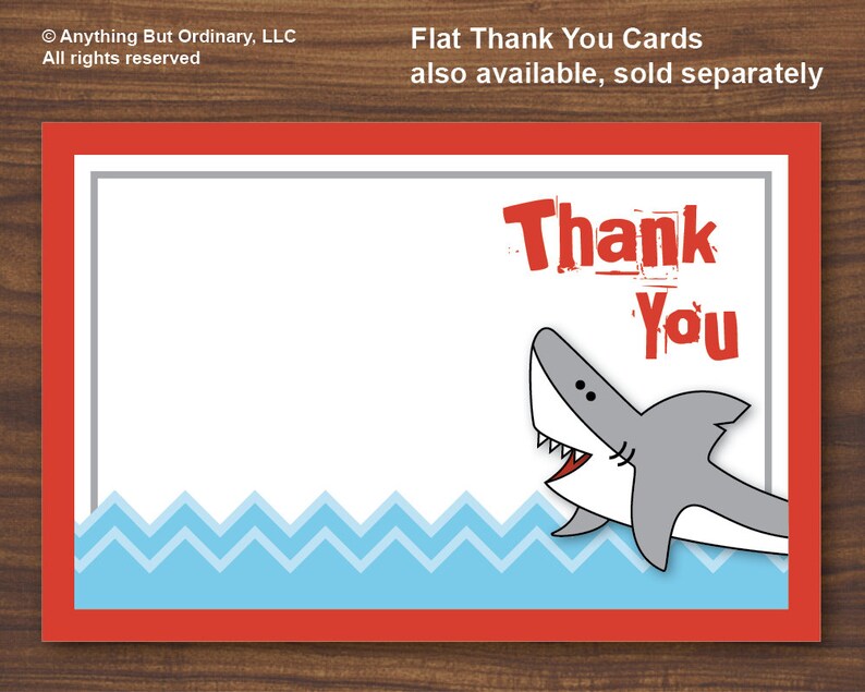 Shark Bite Thank You Card, DIY Folded Card Blank Inside, INSTANT ...