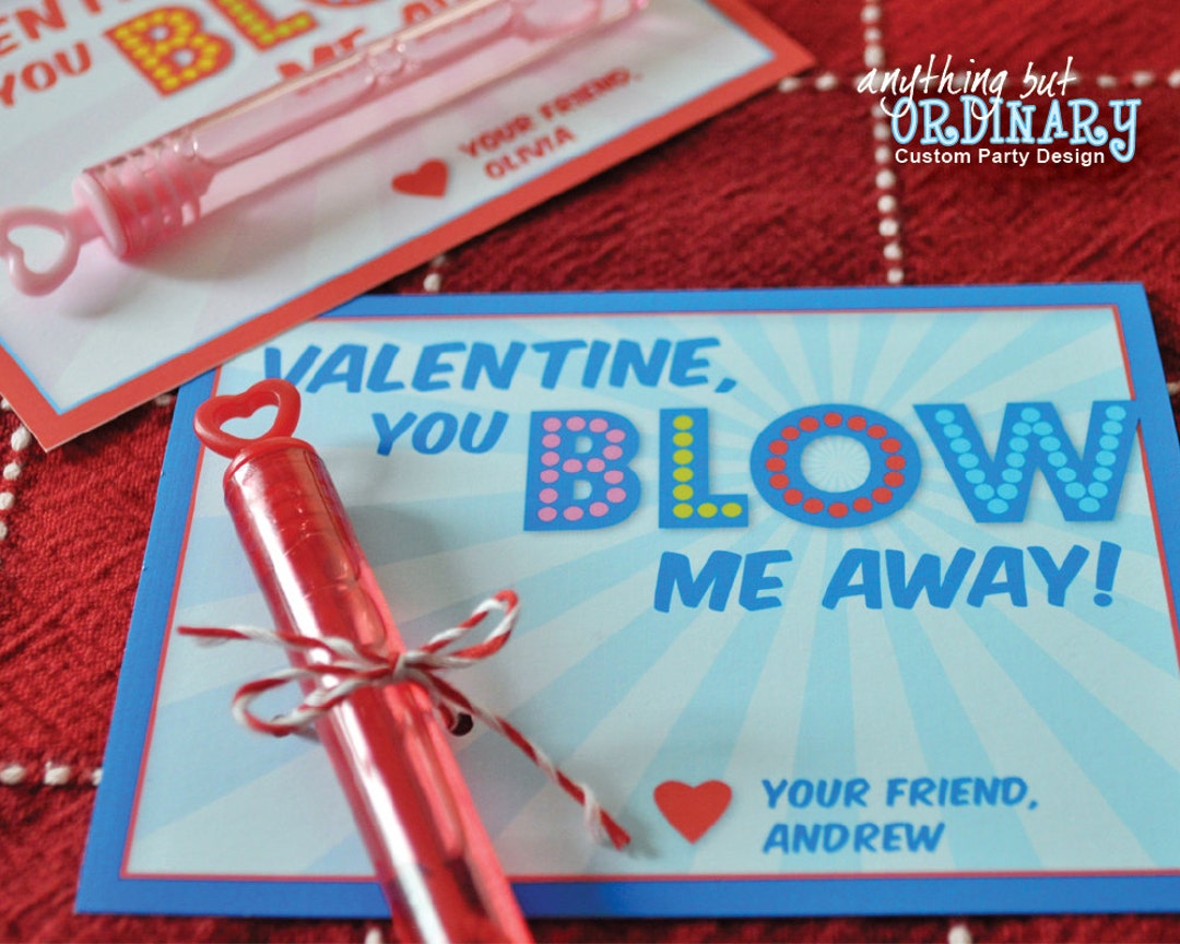 Printable Bubbles Valentine, Blow Me Away Valentine Cards, Valentines ...