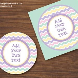 Custom Easter Tags/editable Pastel Chevron Circle Tags in Lavender ...