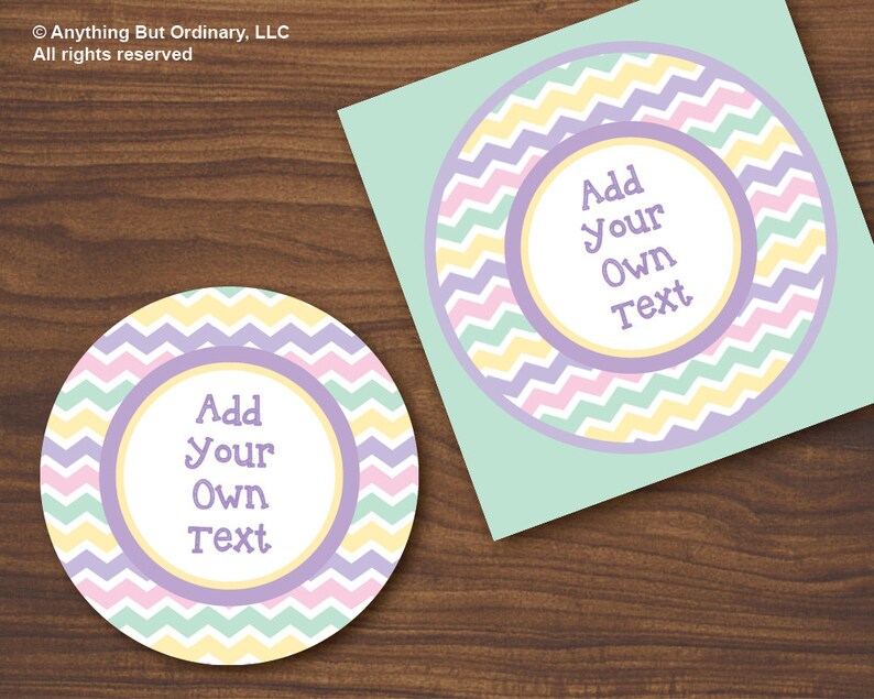 Custom Easter Tags/editable Pastel Chevron Circle Tags in | Etsy