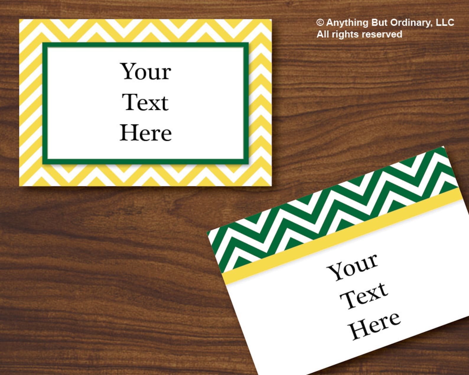Green and Yellow Printable Label Cards Editable Chevron Party - Etsy