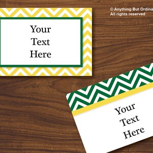 Green and Yellow Printable Label Cards, Editable Chevron Party Labels ...