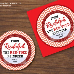 Rudolph the Red-toed Reindeer Gift Tags, DIY Editable Christmas Circle ...