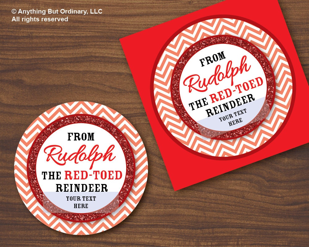 Rudolph the Red-toed Reindeer Gift Tags DIY Editable | Etsy