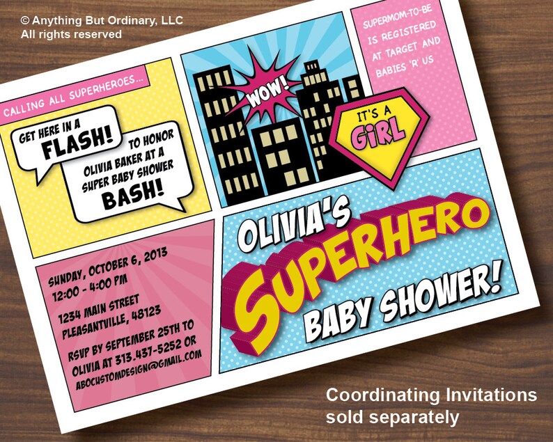 Girls Superhero Baby Shower Printable Party Package DIY Super - Etsy