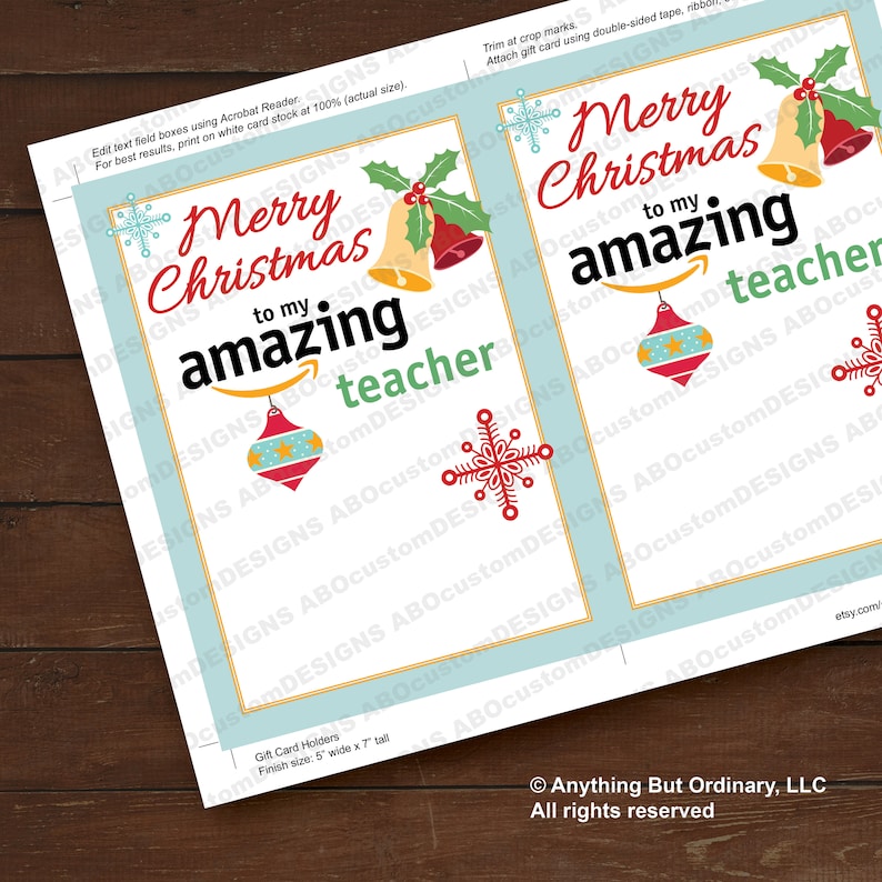 Amazing Christmas Gift Card Holder Editable Card Holder | Etsy