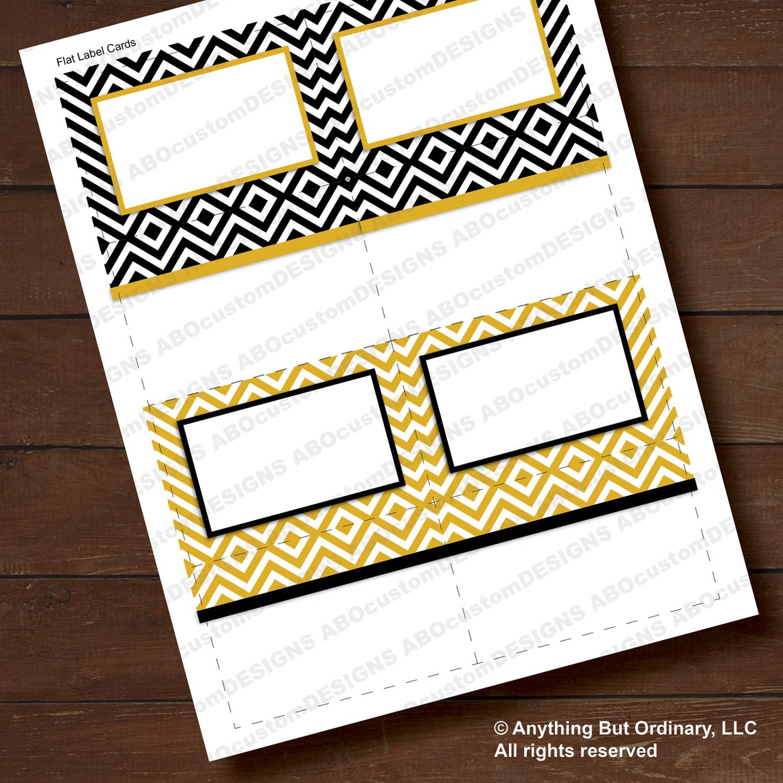 Printable Gold and Black Label Cards Editable Chevron Favor - Etsy