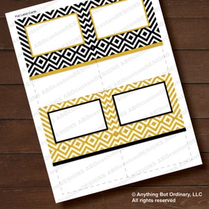Printable Gold and Black Label Cards | Editable Chevron Favor Tags ...