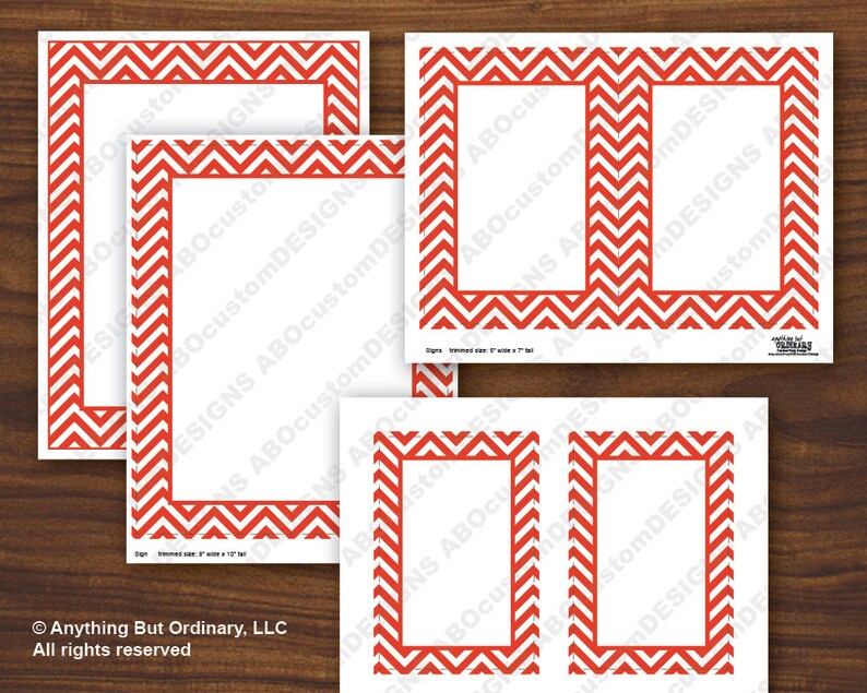 Printable Red and White Chevron Signs, Editable Party Signs, INSTANT ...
