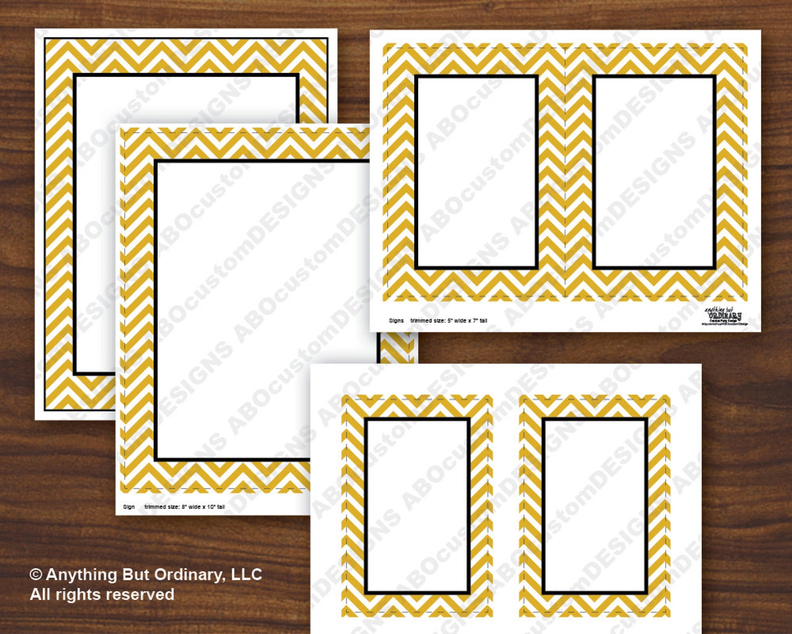Printable Black and Gold Chevron Wall Signs, Editable Party Signs in ...