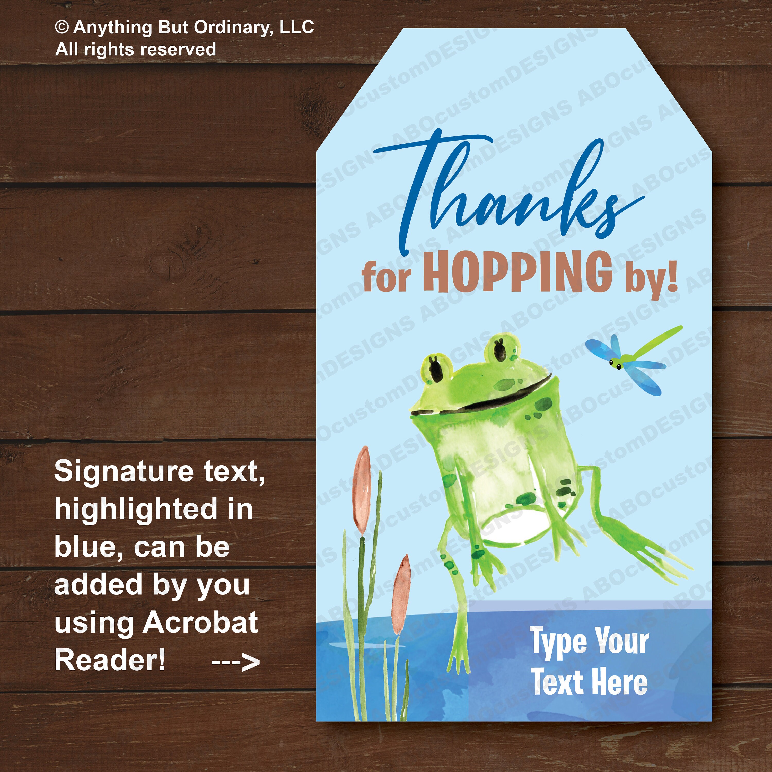 Frog Pond Thank You Tags Printable Thanks for Hopping by - Etsy
