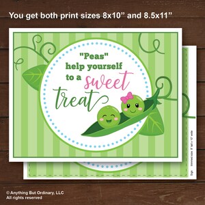 Sweet Peas Blue and Pink Sweet Treat Sign / Printable 2 Peas in a Pod ...