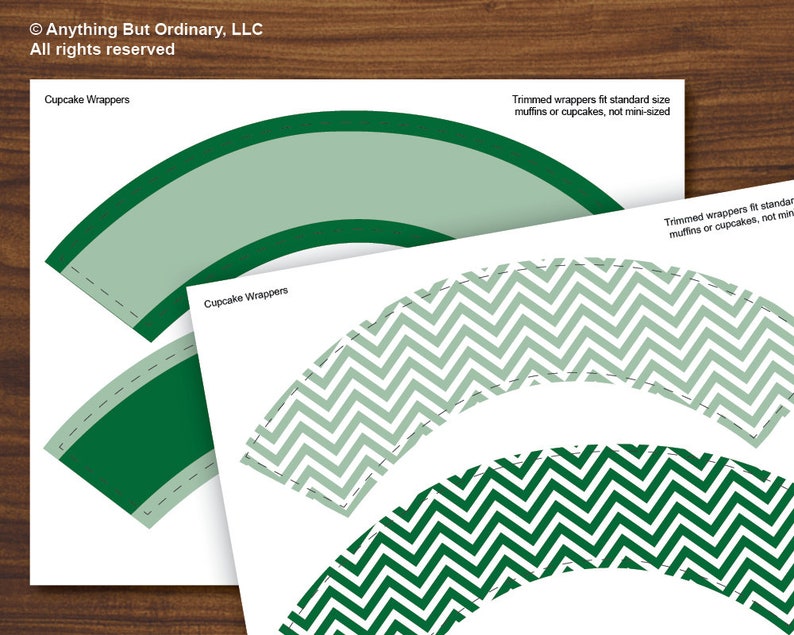 Chevron Green and White Party Cupcake Wrappers Printable - Etsy