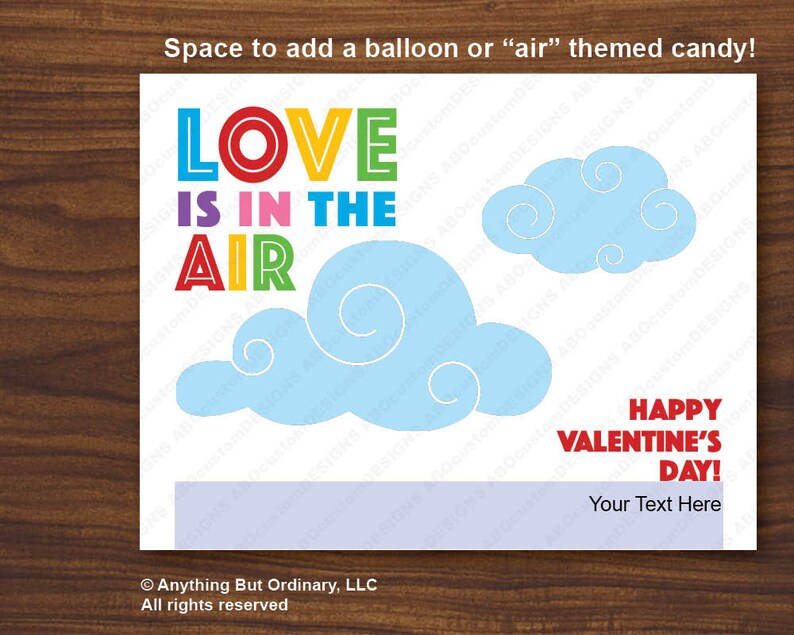 Love is in the Air Valentine Cards, Printable Balloon Holder ...