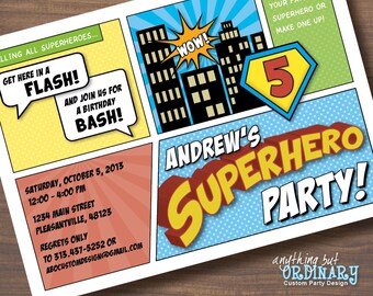Comic Book Superhero Invite - Etsy