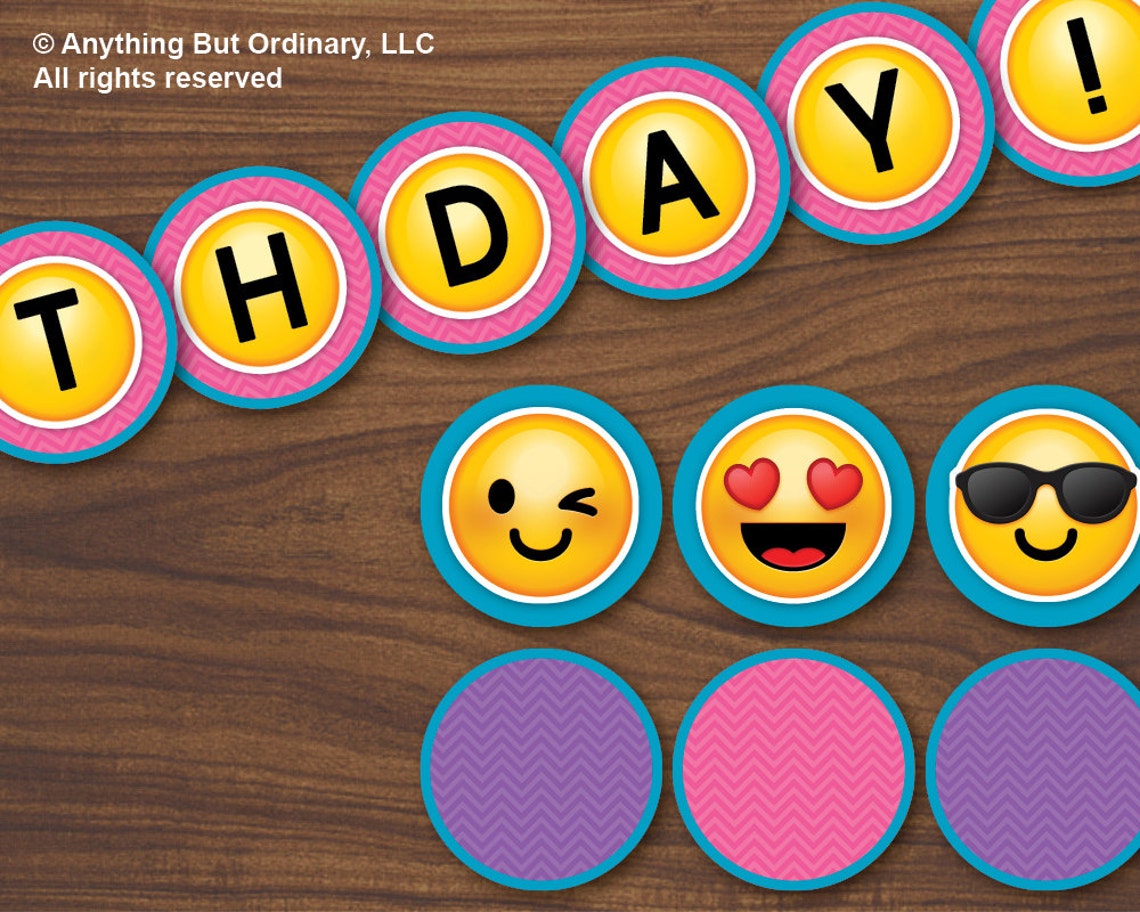 Emoji Banner Printable Girl's Emoji Birthday Banner DIY | Etsy