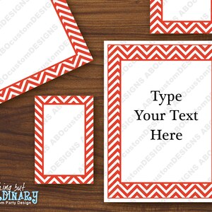 Printable Red and White Chevron Signs, Editable Party Signs, INSTANT ...