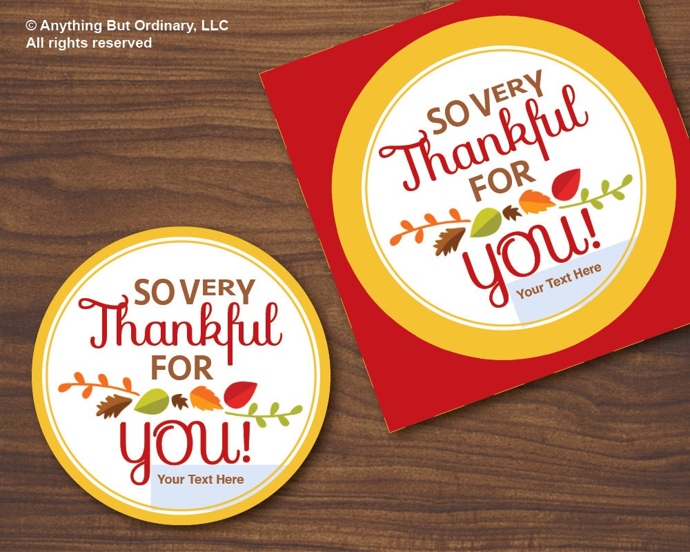 Thankful for You Circle Labels DIY Thanksgiving Gift Tags | Etsy